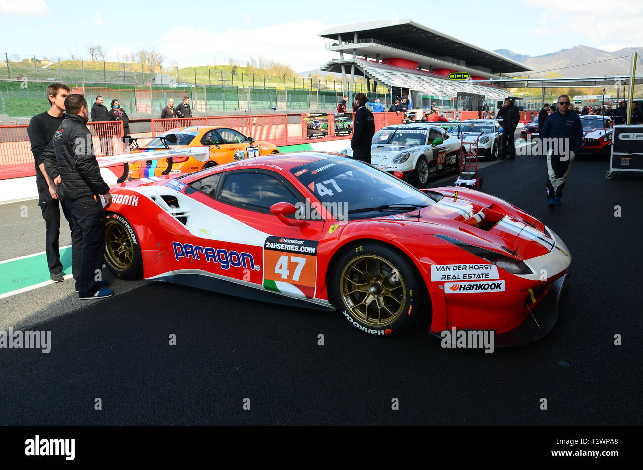 Italy - 29 March, 2019: Ferrari 488 GT3 of Rinaldi Racing Team driven ...