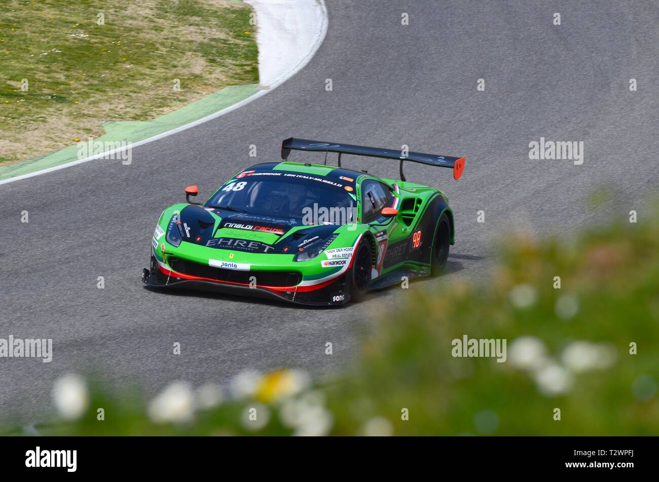 Italy - 29 March, 2019: Ferrari 488 GT3 of Rinaldi Racing Team driven ...
