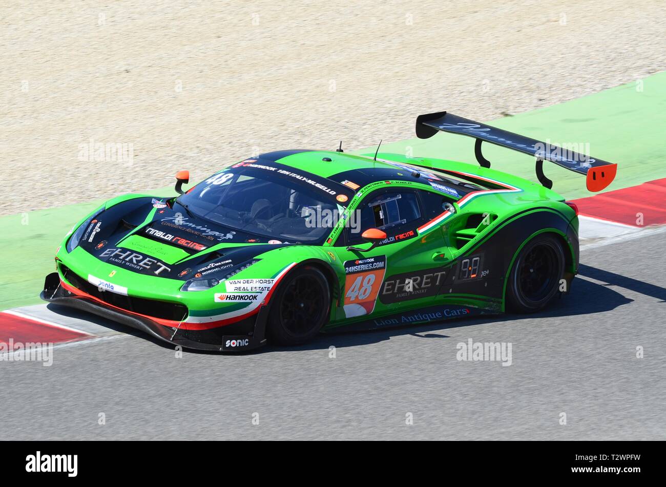 Italy - 29 March, 2019: Ferrari 488 GT3 of Rinaldi Racing Team driven ...