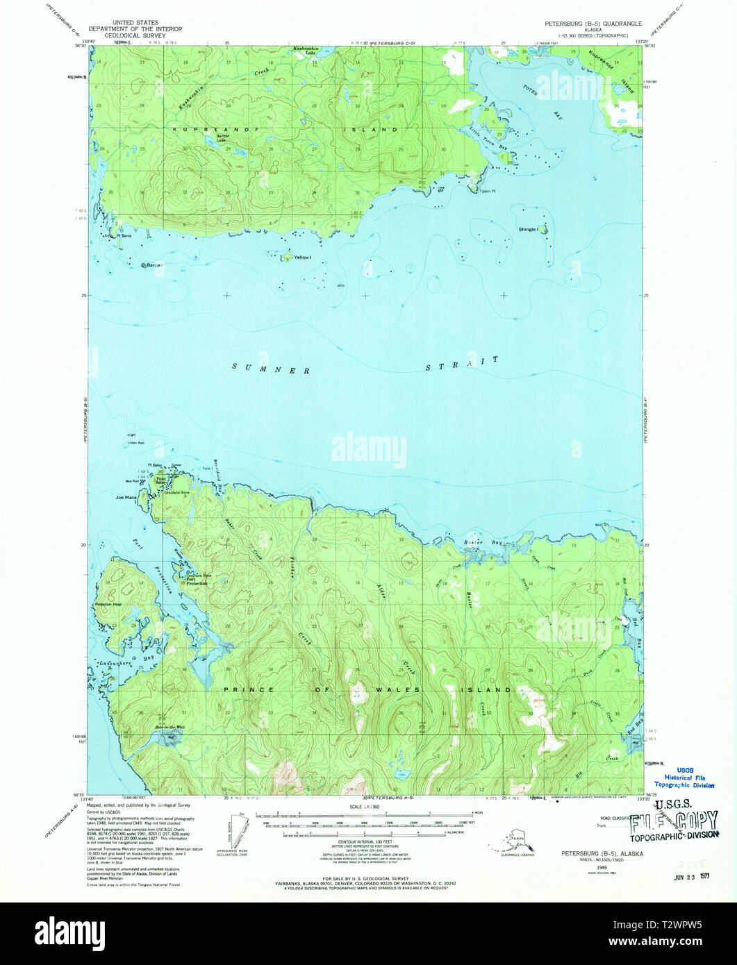 USGS TOPO Map Alaska AK Petersburg B-5 358332 1949 63360 Restoration ...