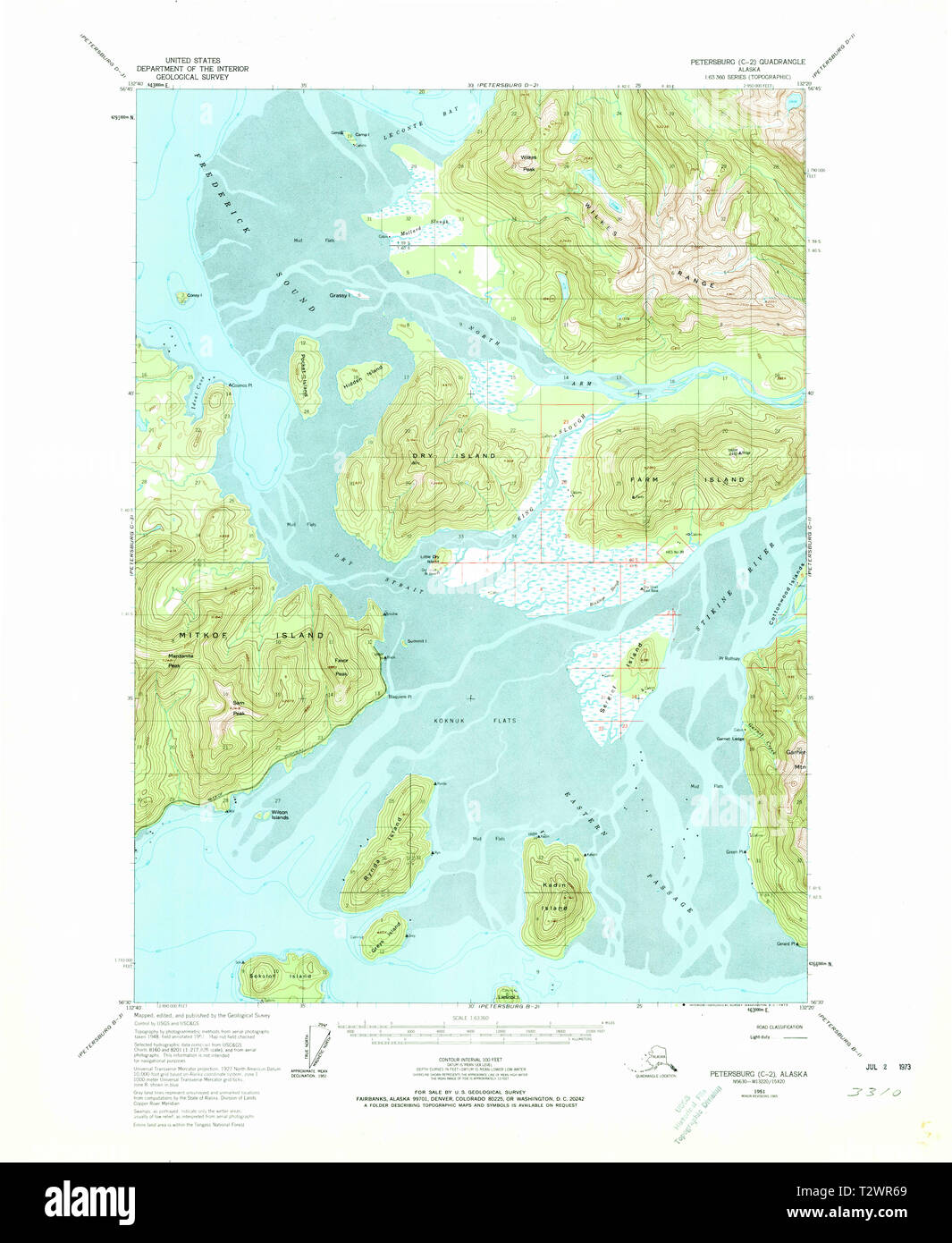 USGS TOPO Map Alaska AK Petersburg C-2 358346 1951 63360 Restoration ...