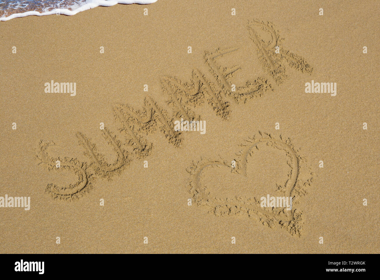 beach summer write text travel holiday Stock Photo - Alamy