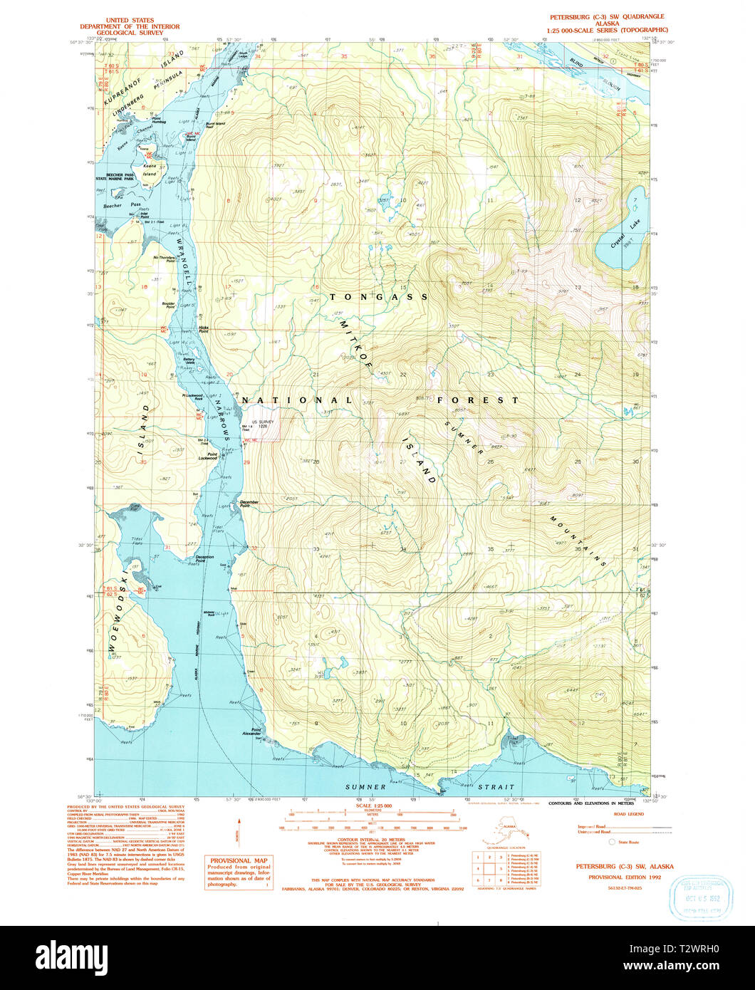 USGS TOPO Map Alaska AK Petersburg C-3 SW 353767 1992 25000 Restoration ...