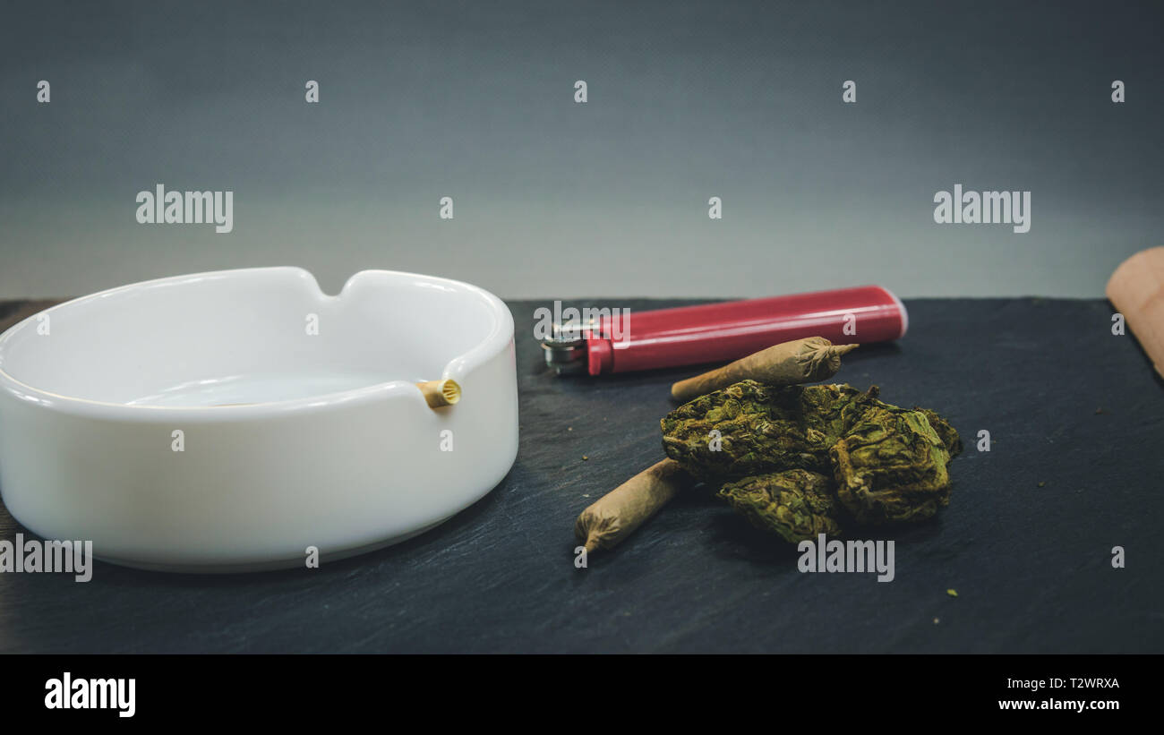 Cannabis joint ashtray hi-res stock photography and images - Alamy