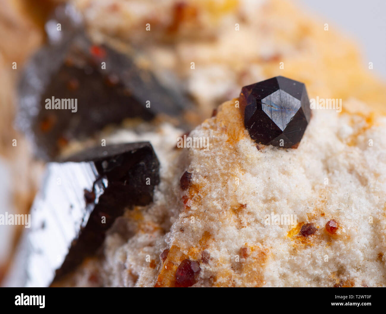 garnet quartz mineral specimen Stock Photo - Alamy