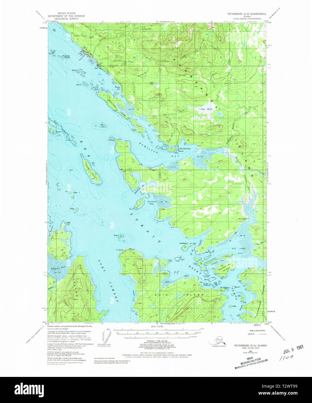 USGS TOPO Map Alaska AK Petersburg D-6 358385 1951 63360 Restoration ...