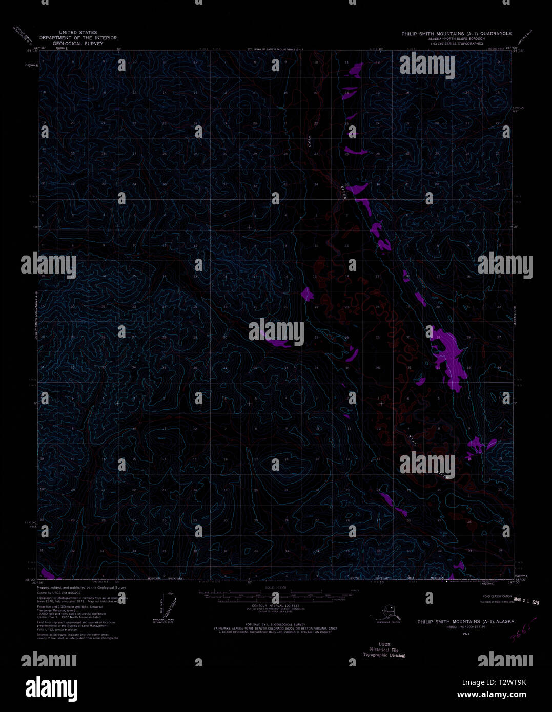 USGS TOPO Map Alaska AK Philip Smith Mountains A-1 358387 1971 63360 ...