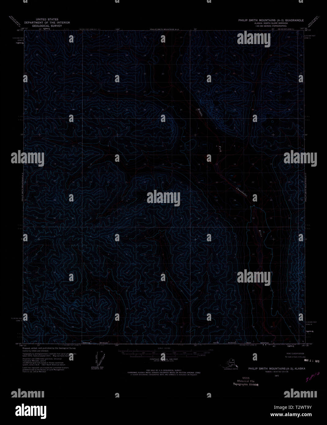 USGS TOPO Map Alaska AK Philip Smith Mountains A-2 358388 1971 63360 ...