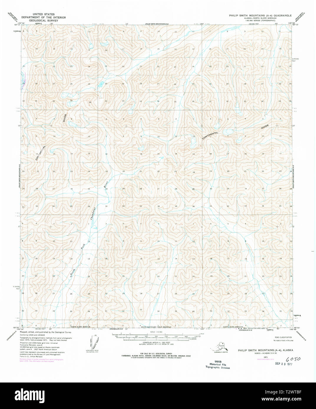 USGS TOPO Map Alaska AK Philip Smith Mountains A-4 358391 1971 63360 ...
