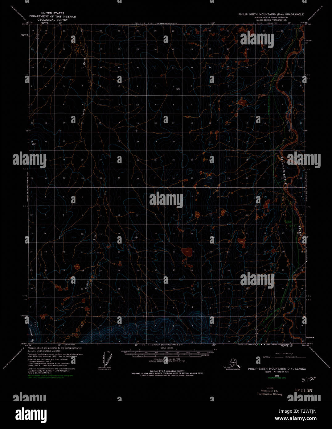 USGS TOPO Map Alaska AK Philip Smith Mountains D-4 358416 1971 63360 ...