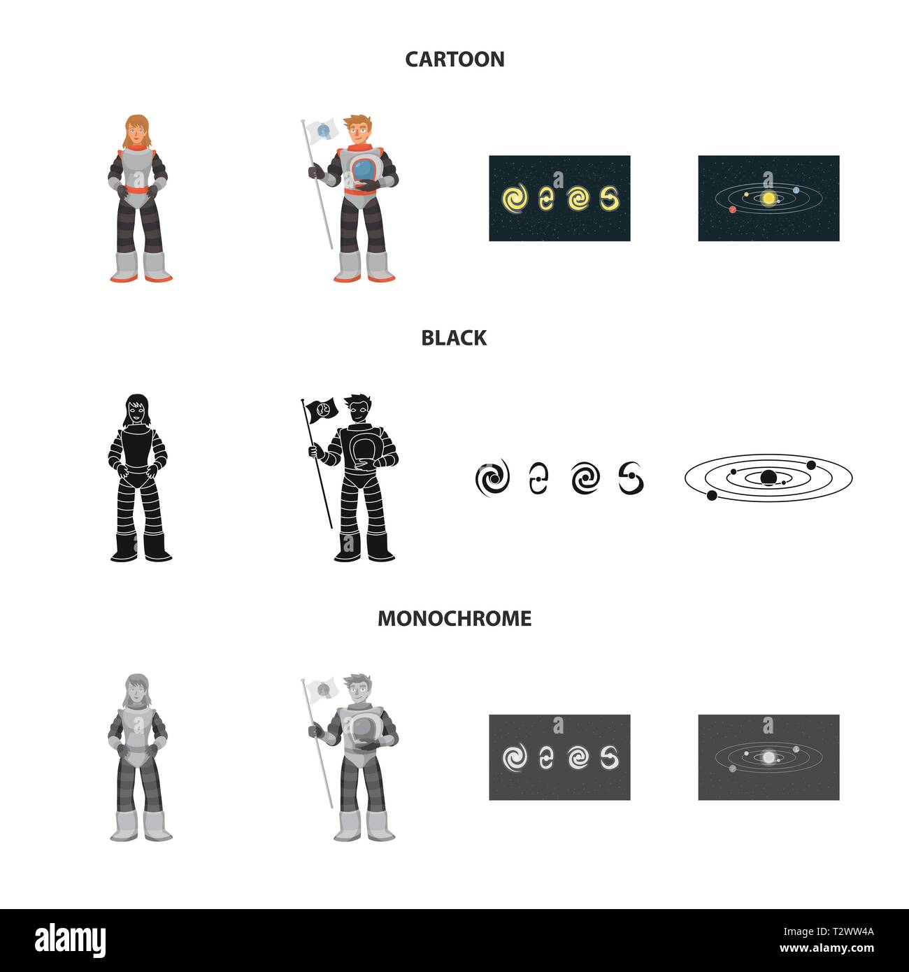 Vector design of astronomy and technology logo. Collection of astronomy ...