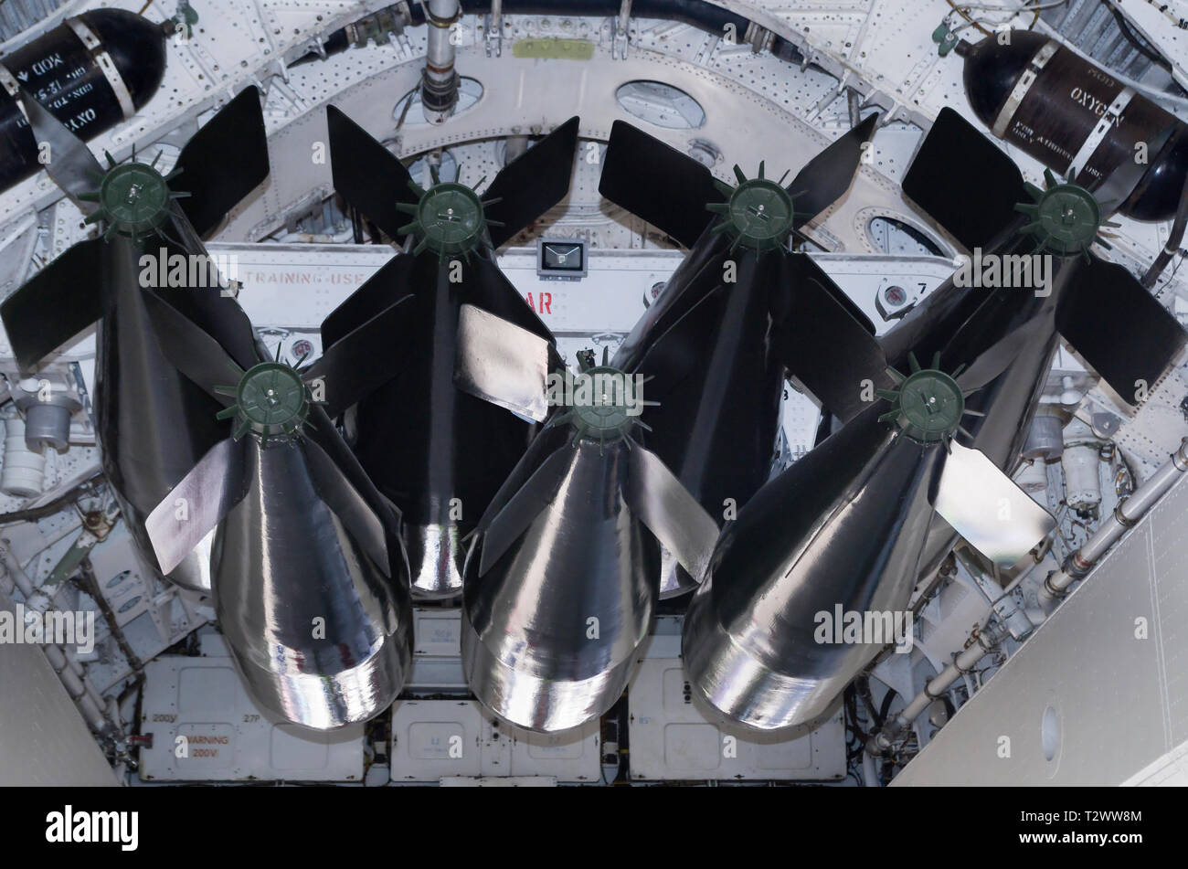 The bomb bay of the British Avro Vulcan cold war era nuclear bomber ...
