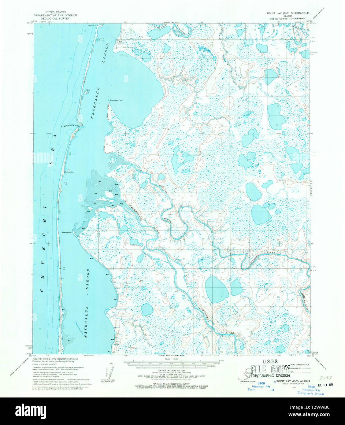 USGS TOPO Map Alaska AK Point Lay C-2 358450 1955 63360 Restoration ...