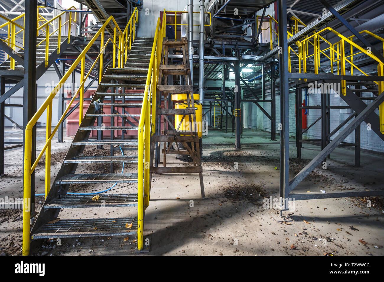 metal truss structures on modern waste recycling processing plant ...