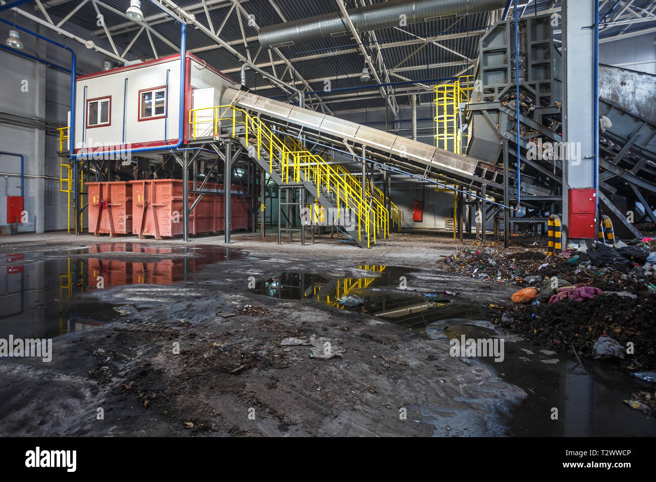 metal truss structures on modern waste recycling processing plant ...