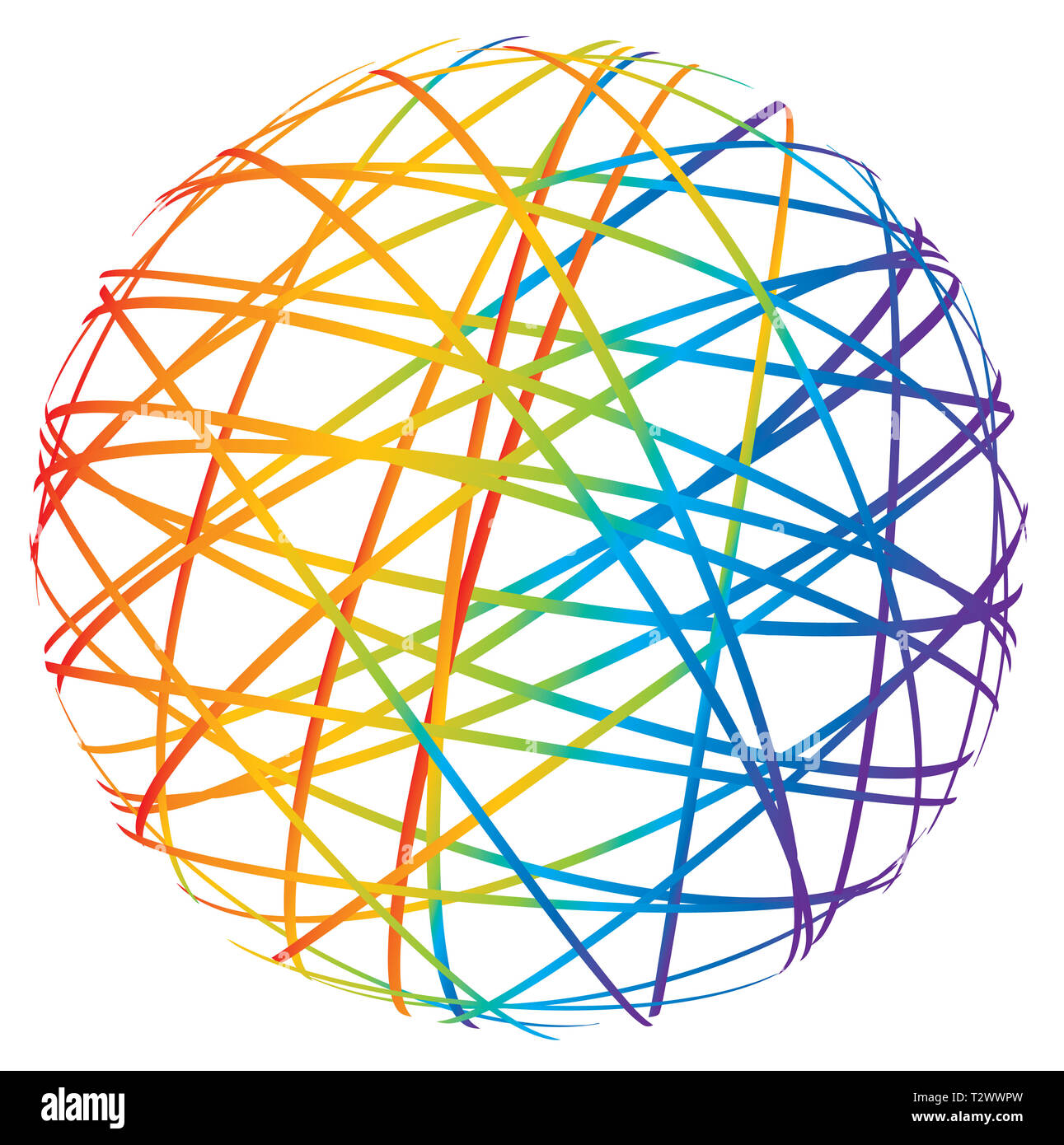 abstract sphere from color lines on white background Stock Photo - Alamy