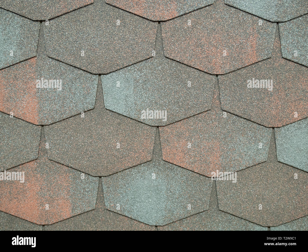 closeup of modern heaxgon roof shingles tiles. waterproof scabrous ...