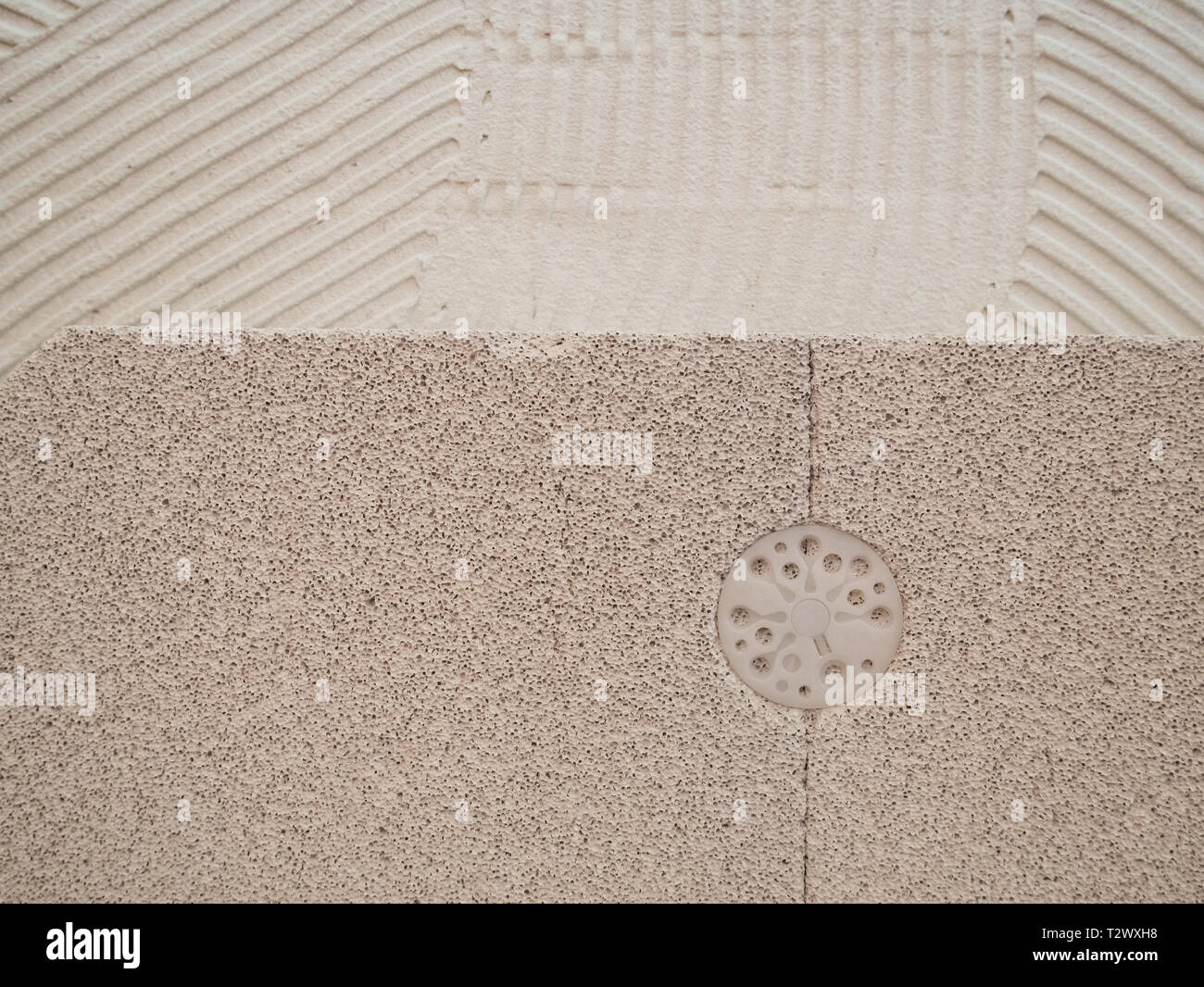 closeup building house with low density foam concrete blocks Stock ...