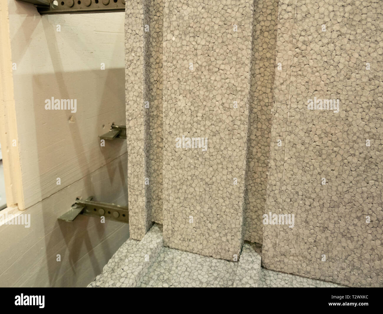 at construction frame - styrofoam blocks for house building. special ...