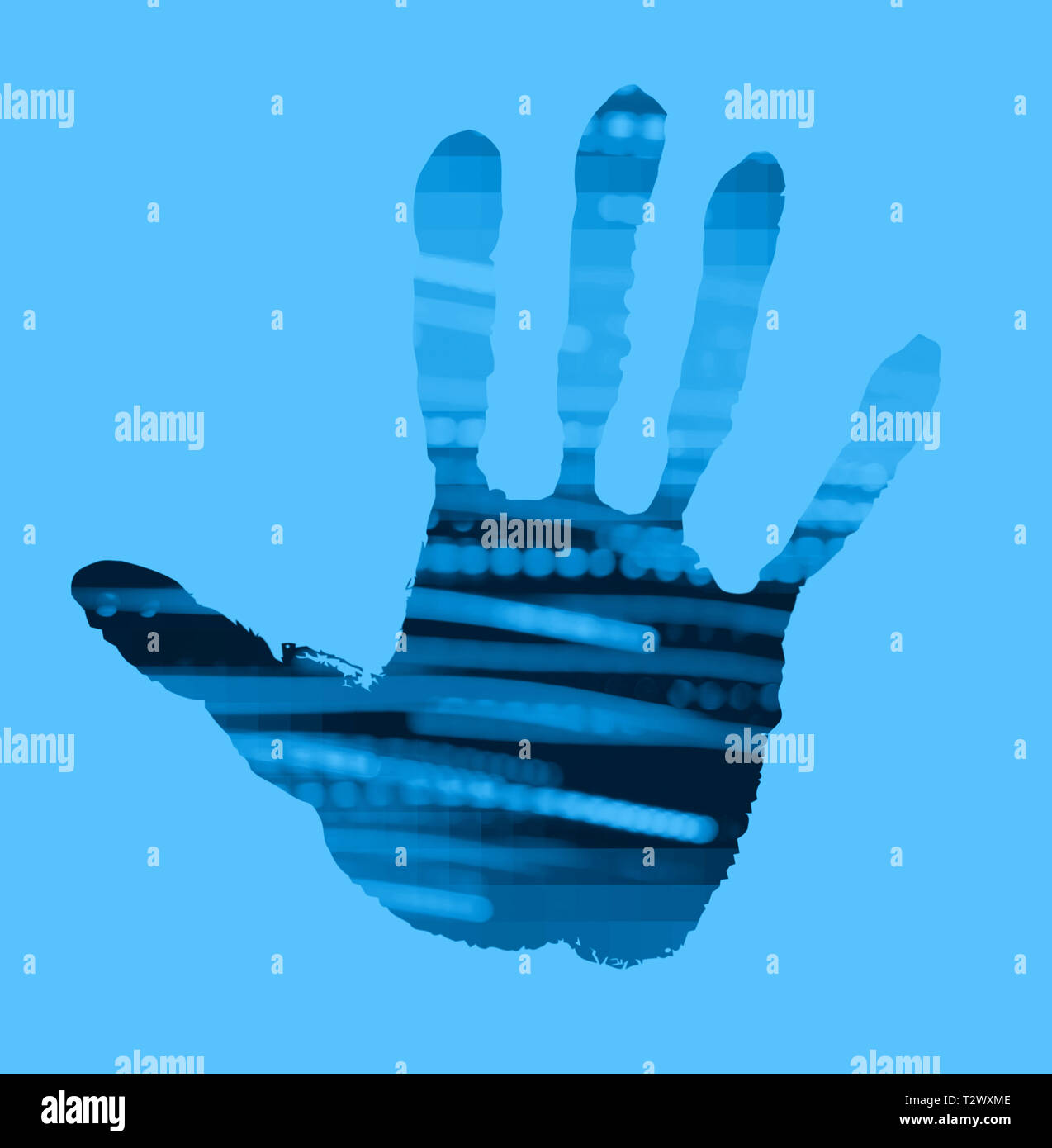 abstract handprint on blue Stock Photo - Alamy