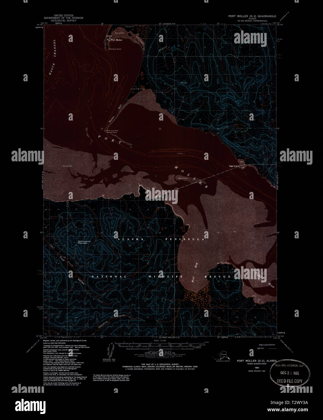 USGS TOPO Map Alaska AK Port Moller D-2 358541 1963 63360 Inverted ...