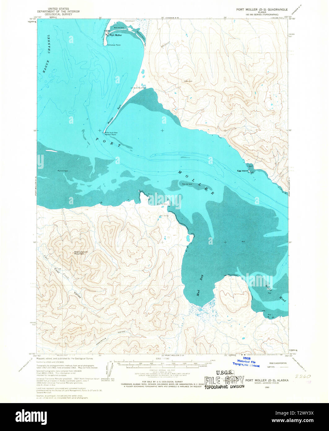 USGS TOPO Map Alaska AK Port Moller D-2 358542 1963 63360 Restoration ...