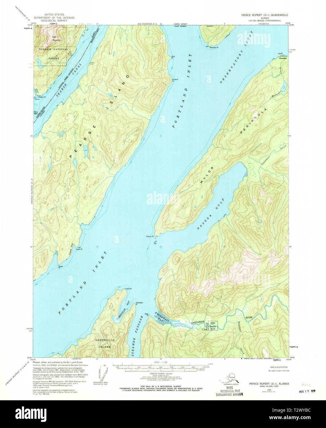 USGS TOPO Map Alaska AK Prince Rupert D-1 358554 1955 63360 Restoration ...