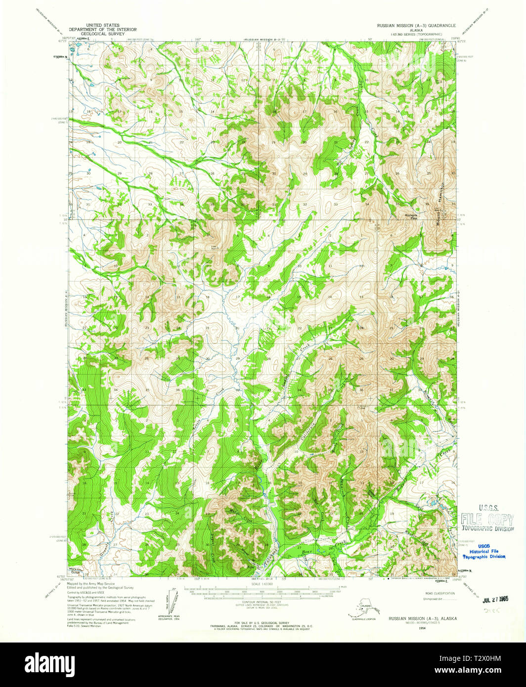 USGS TOPO Map Alaska AK Russian Mission A-3 358630 1954 63360 ...
