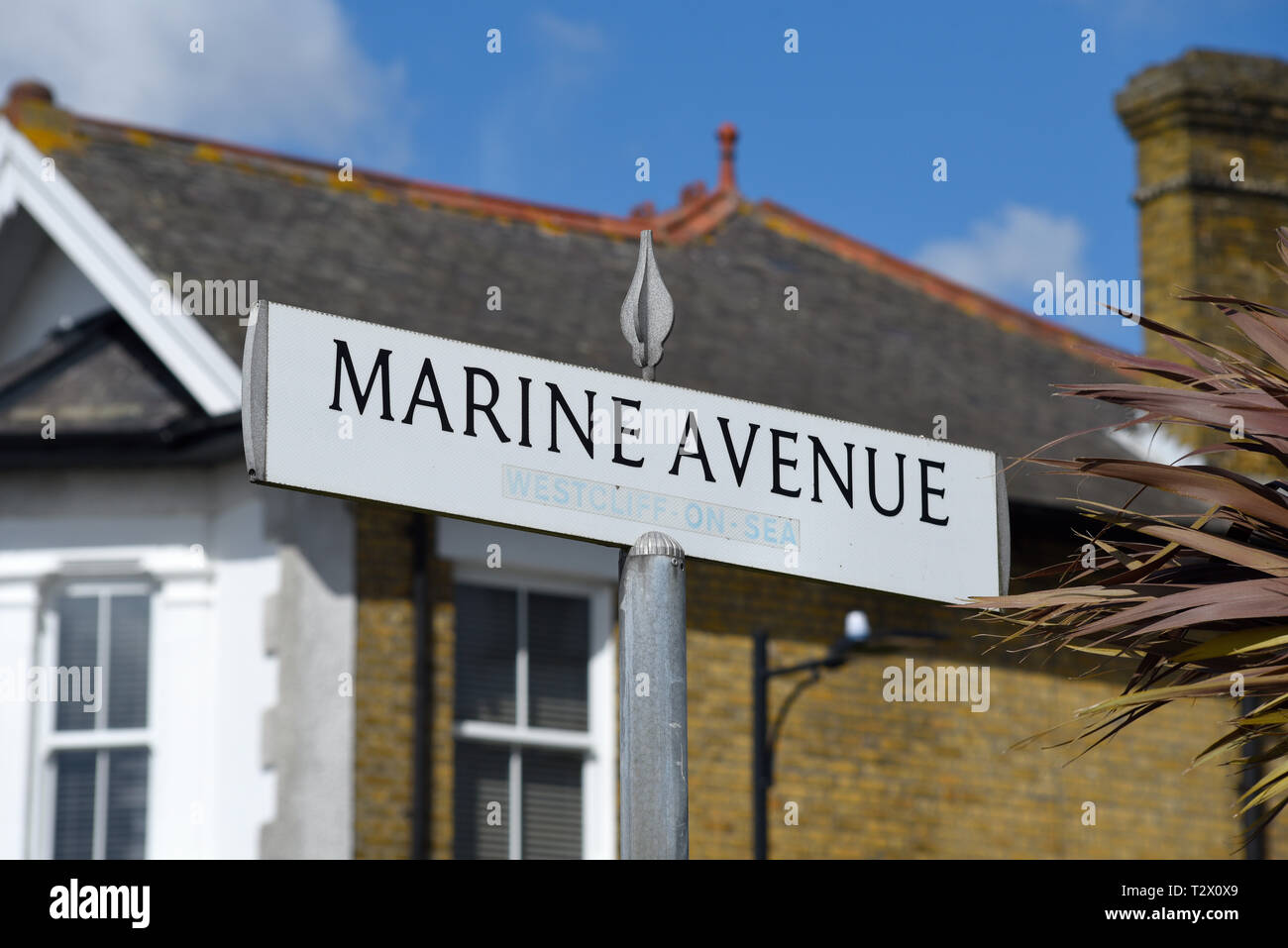 Marine Avenue, Westcliff on Sea, Essex, UK street sign. Road sign Stock ...