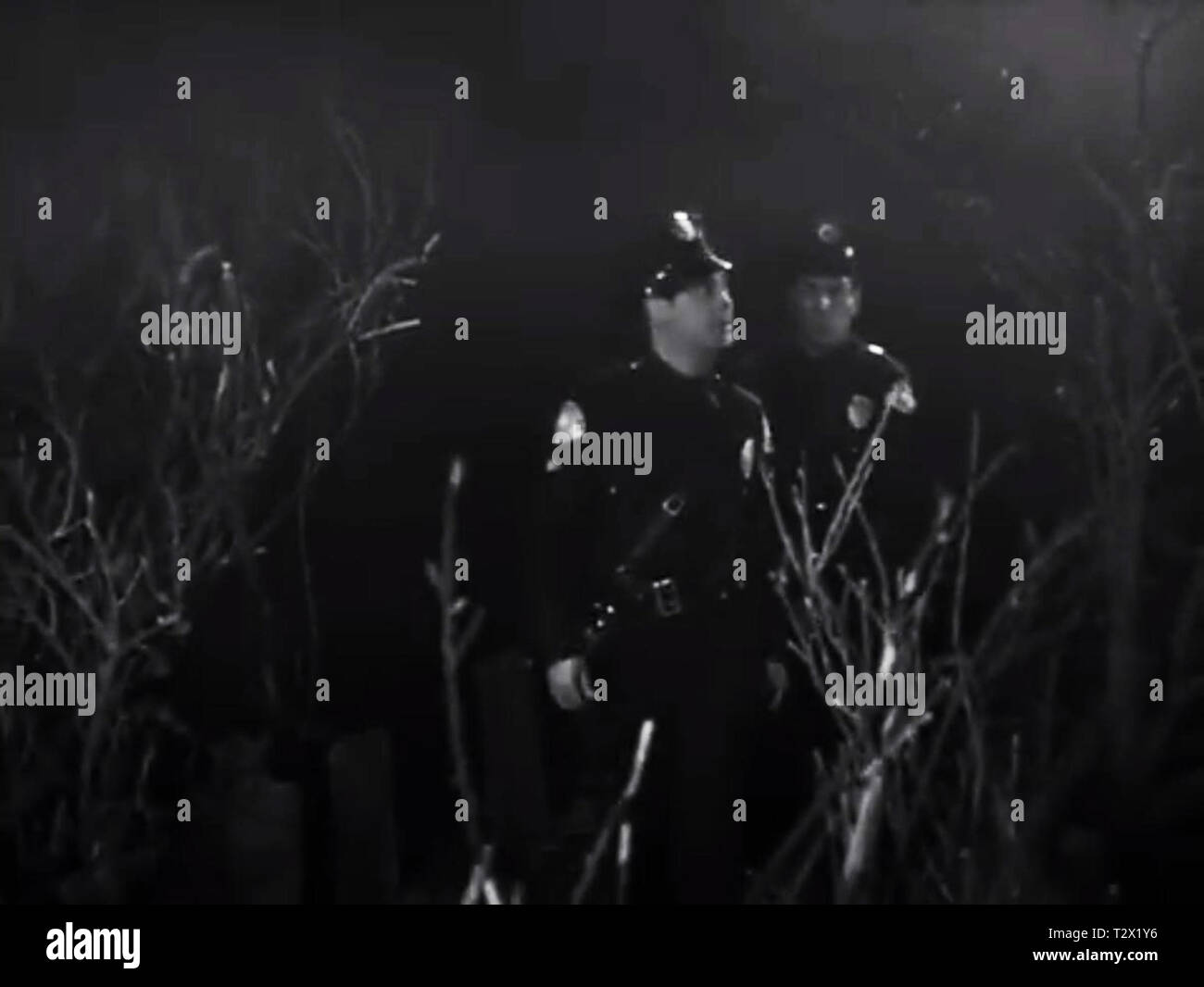 cops searching in an old black and white films (plan 9 from outer space ...