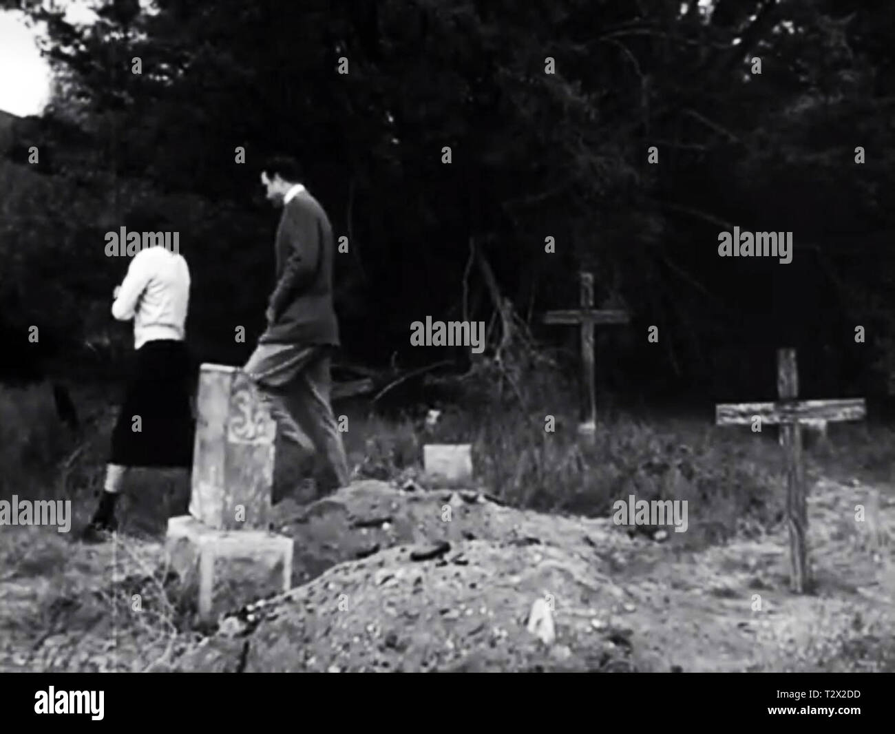 Scene from the graveyard in Plan 9 From Outer Space Stock Photo - Alamy