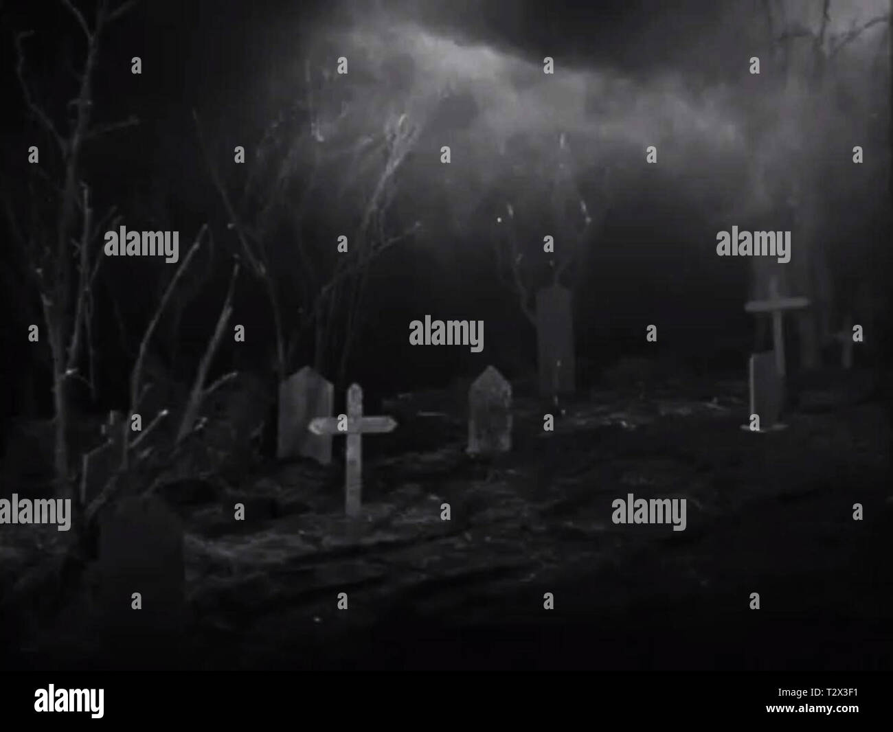 Scene from the graveyard in Plan 9 From Outer Space Stock Photo - Alamy