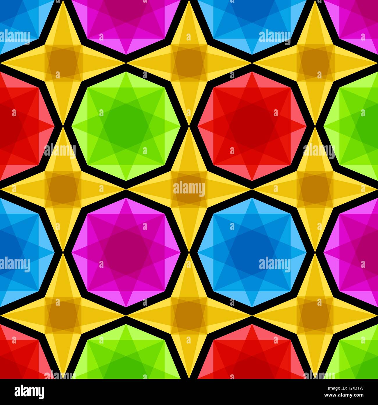 Vector seamless pattern. Geometric background with hexagon and star ...