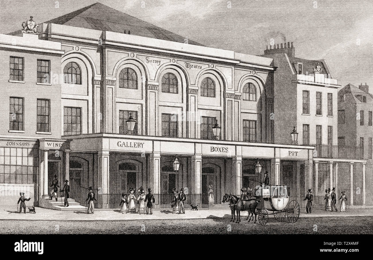 The Surrey Theatre, Blackfriars Road, London, UK, illustration by Th. H ...