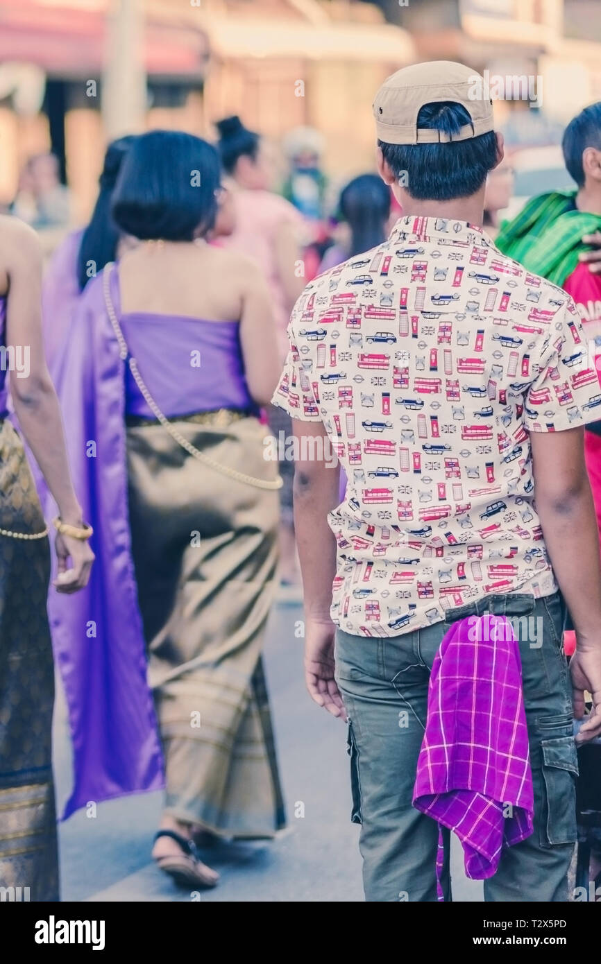 Happiness villagers dressed in beautiful local costumes join the parade ...