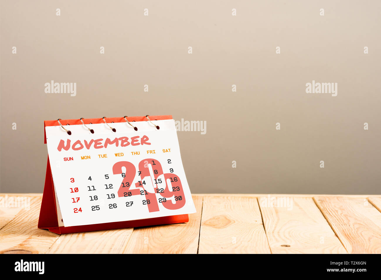 calendar with November 2019 lettering isolated on beige with copy space ...