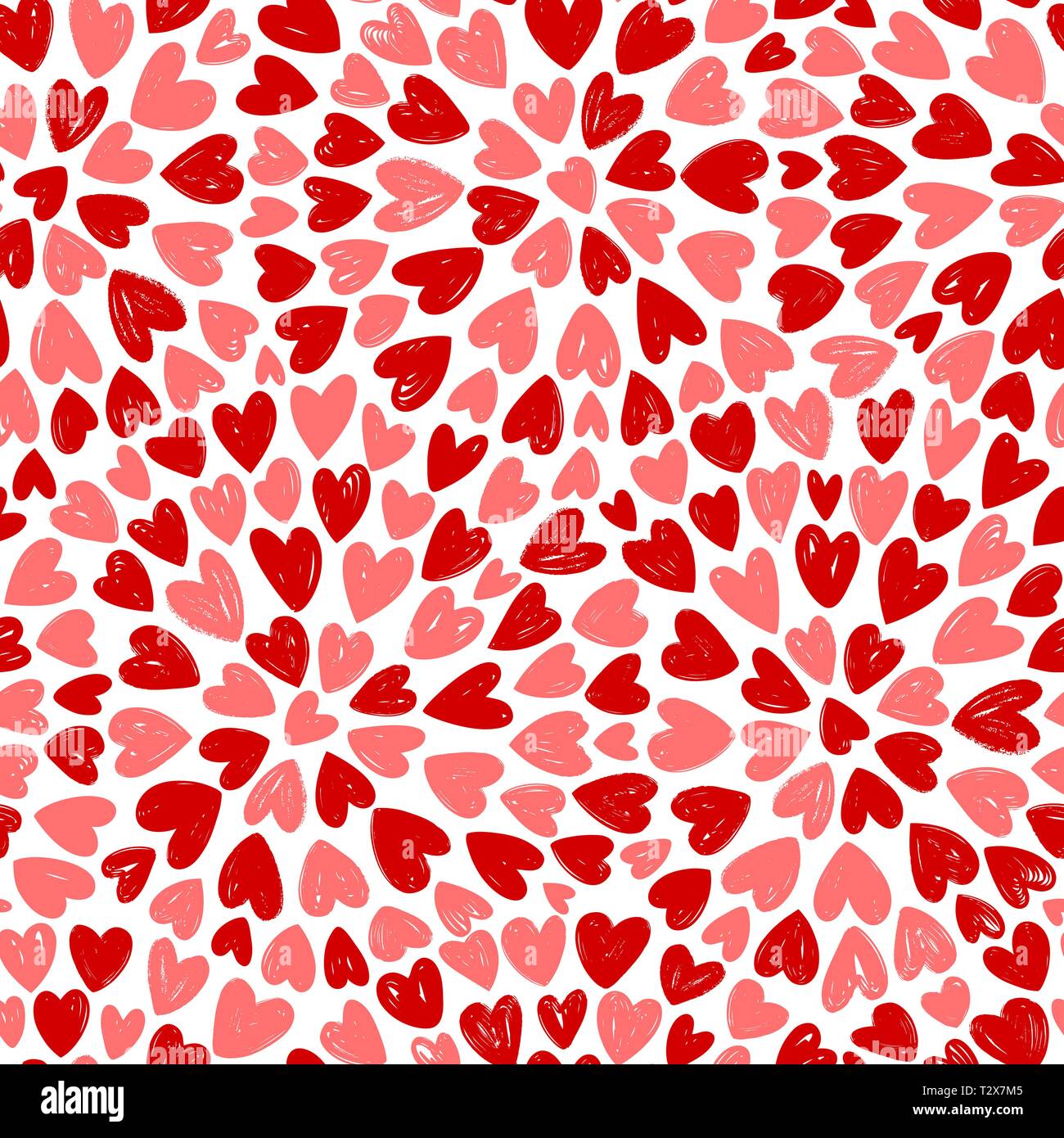 Heart, seamless background. Love, romance concept. Hand drawn ...