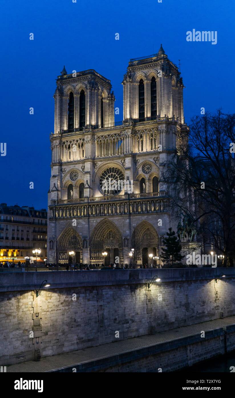 Cathedral Notre-Dame de Paris (1163-1345),The western facade, France ...