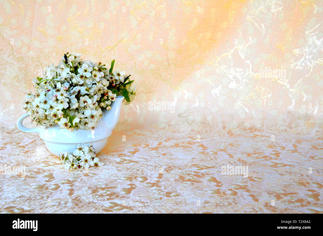 Bodegon with wild flowers in a bowl, giving it a warm touch by putting ...