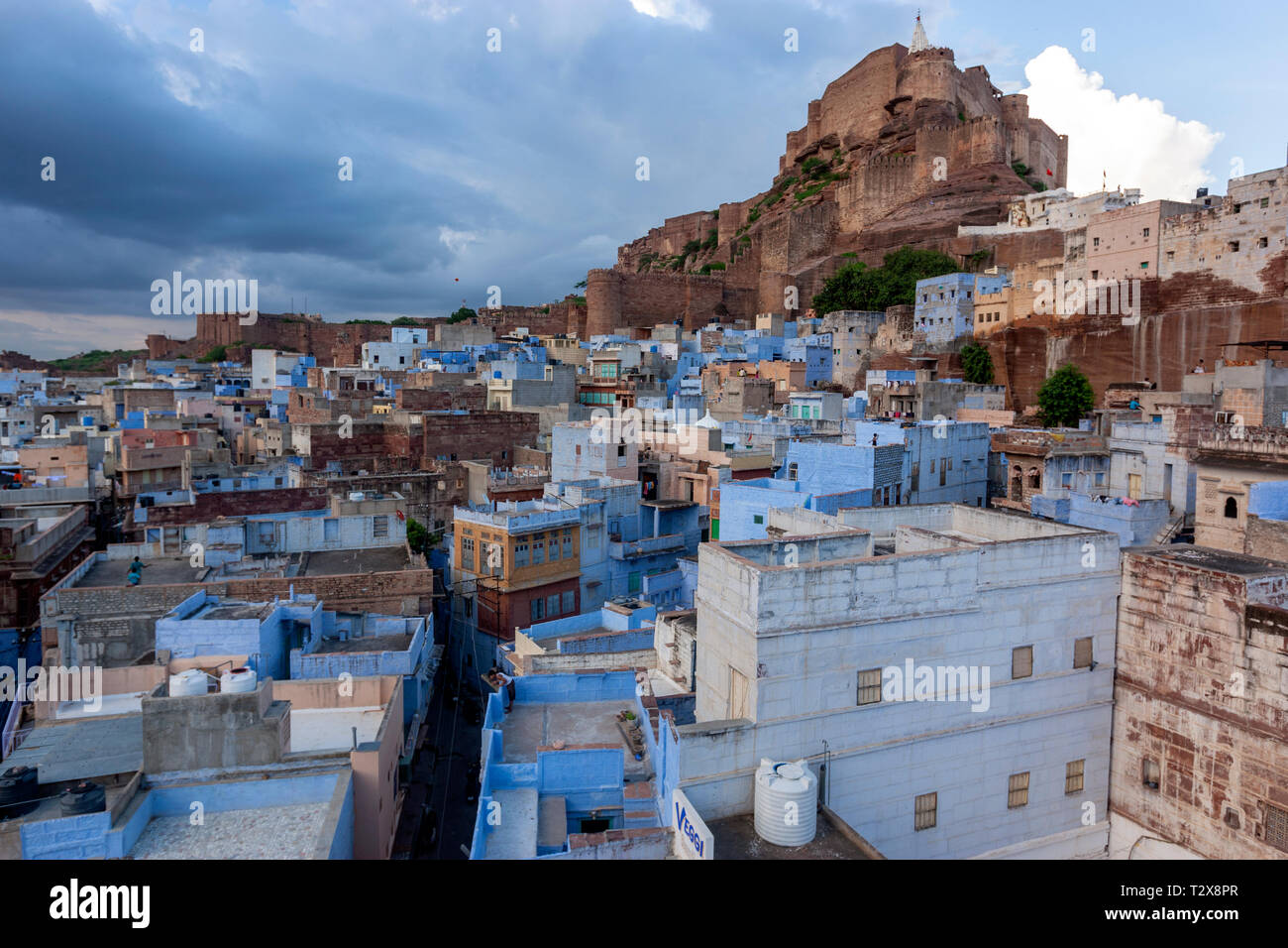 View of the Mehrangarh Fort from the Blue City, Jodhpur, Rajasthan ...