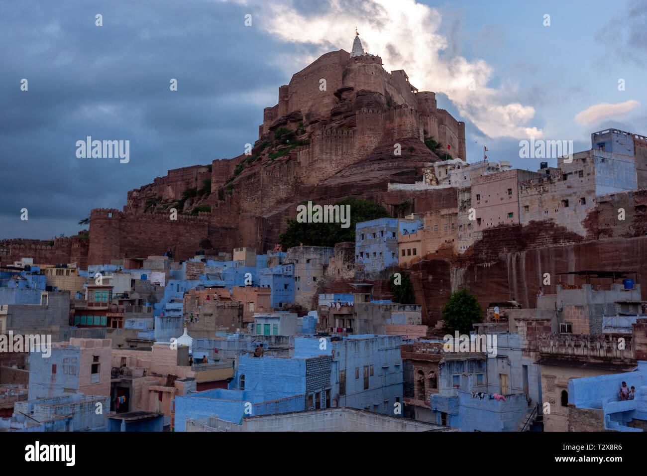 View of the Mehrangarh Fort from the Blue City, Jodhpur, Rajasthan ...