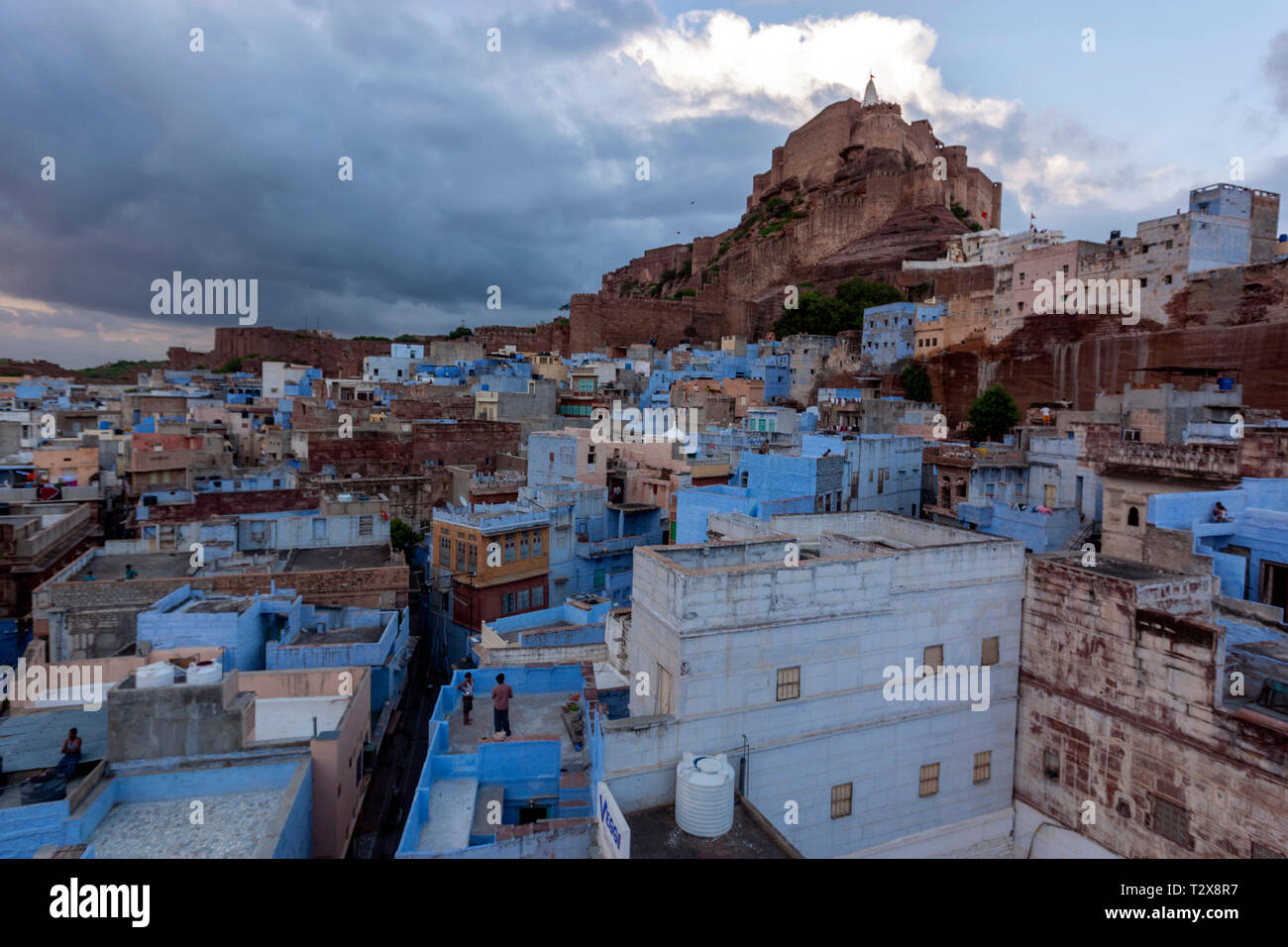 View of the Mehrangarh Fort from the Blue City, Jodhpur, Rajasthan ...