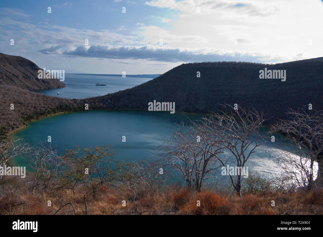 Darwin's Lake & Tagus Cove, Isabella Island, Galapagos Stock Photo - Alamy