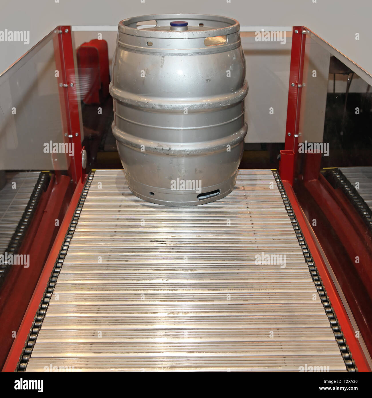 Aluminum keg for beer at brewery production line Stock Photo - Alamy