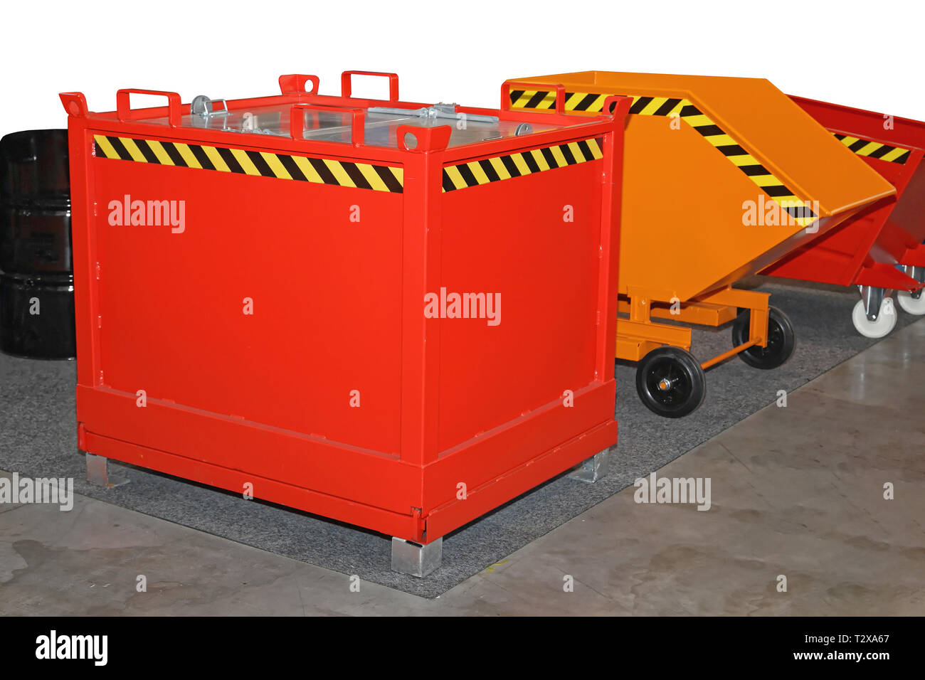 Red steel dumpster bin for industrial use Stock Photo - Alamy