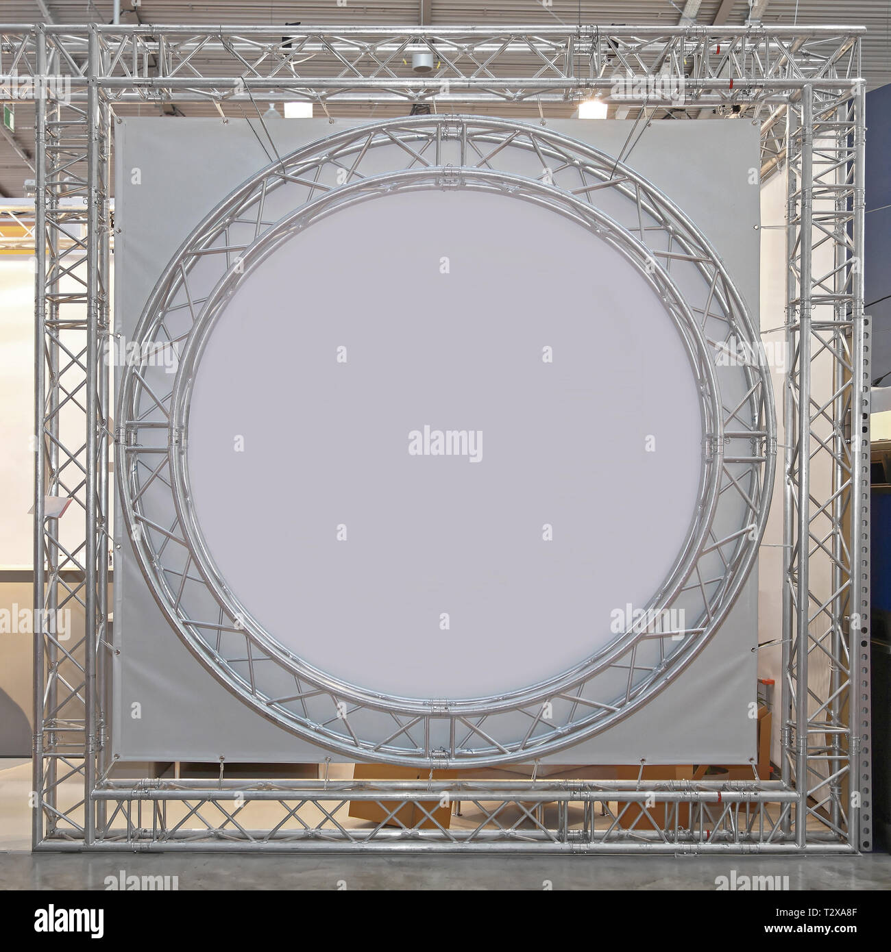 Round truss with empty space at stage Stock Photo - Alamy