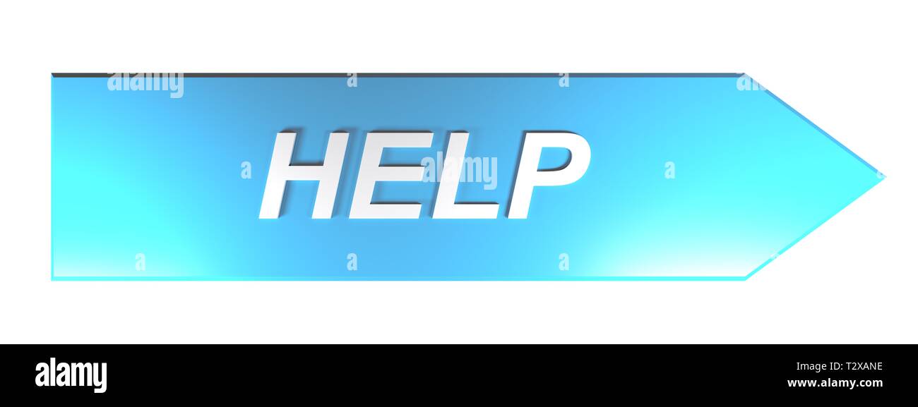 HELP on blue arrow - 3D rendering Stock Photo - Alamy