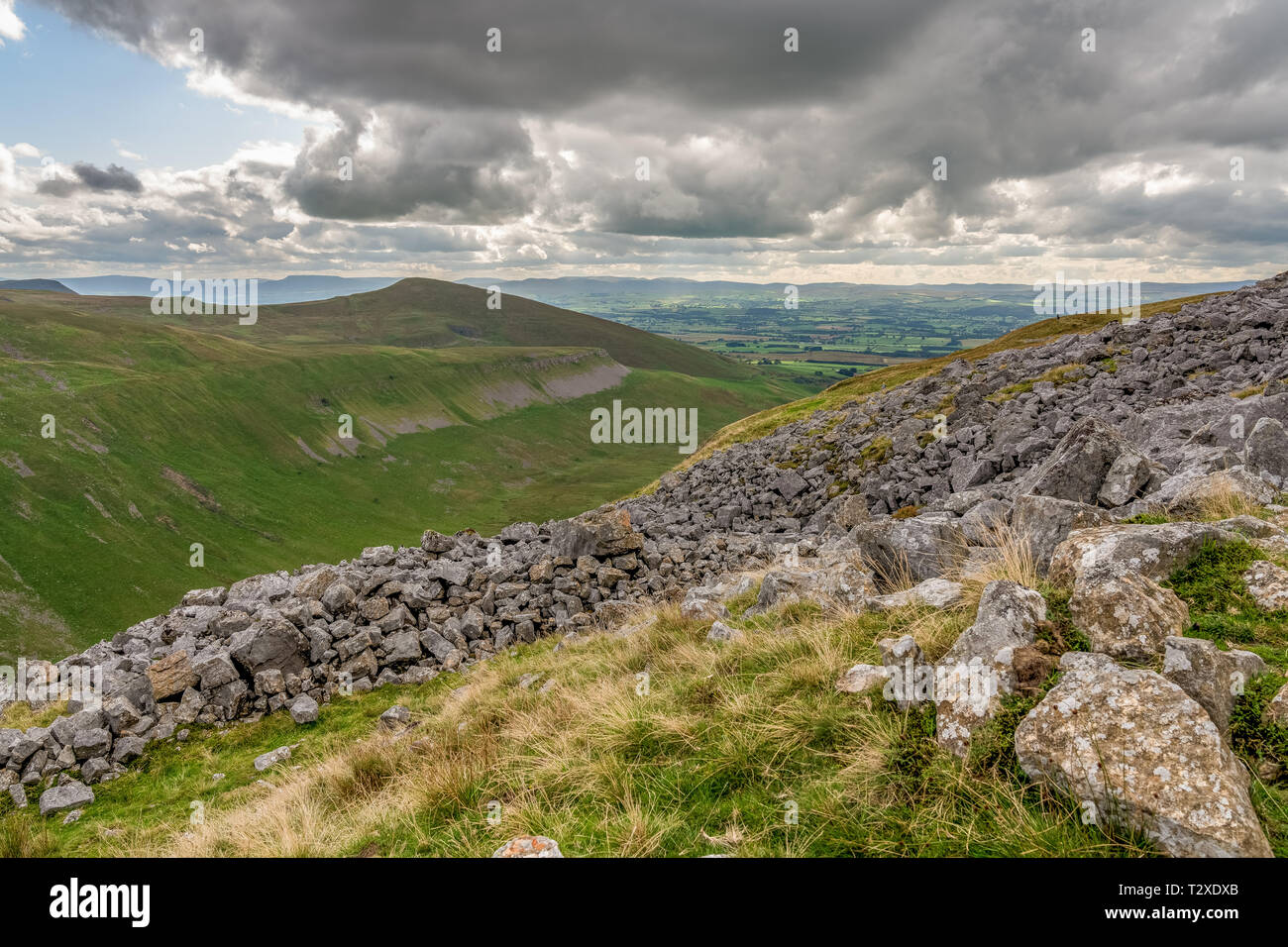 North Pennine landscape at the High Cup Nick in Cumbria, England, UK ...