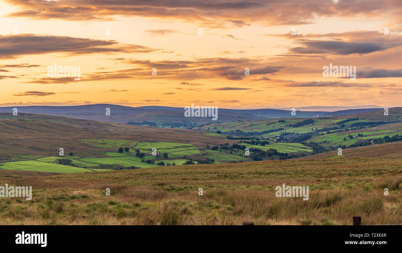 North Pennines landscape between Garrigill and Harwood in County Durham ...