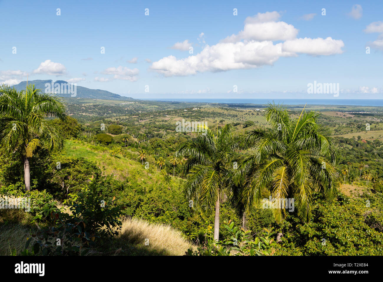 A view from the mountains of Tubagua towards Puerto Plata, the ocean ...
